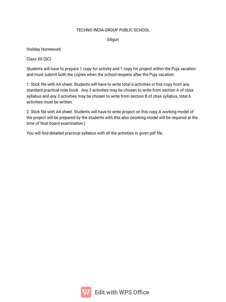 Class XII Physics Holiday Homework | PDF