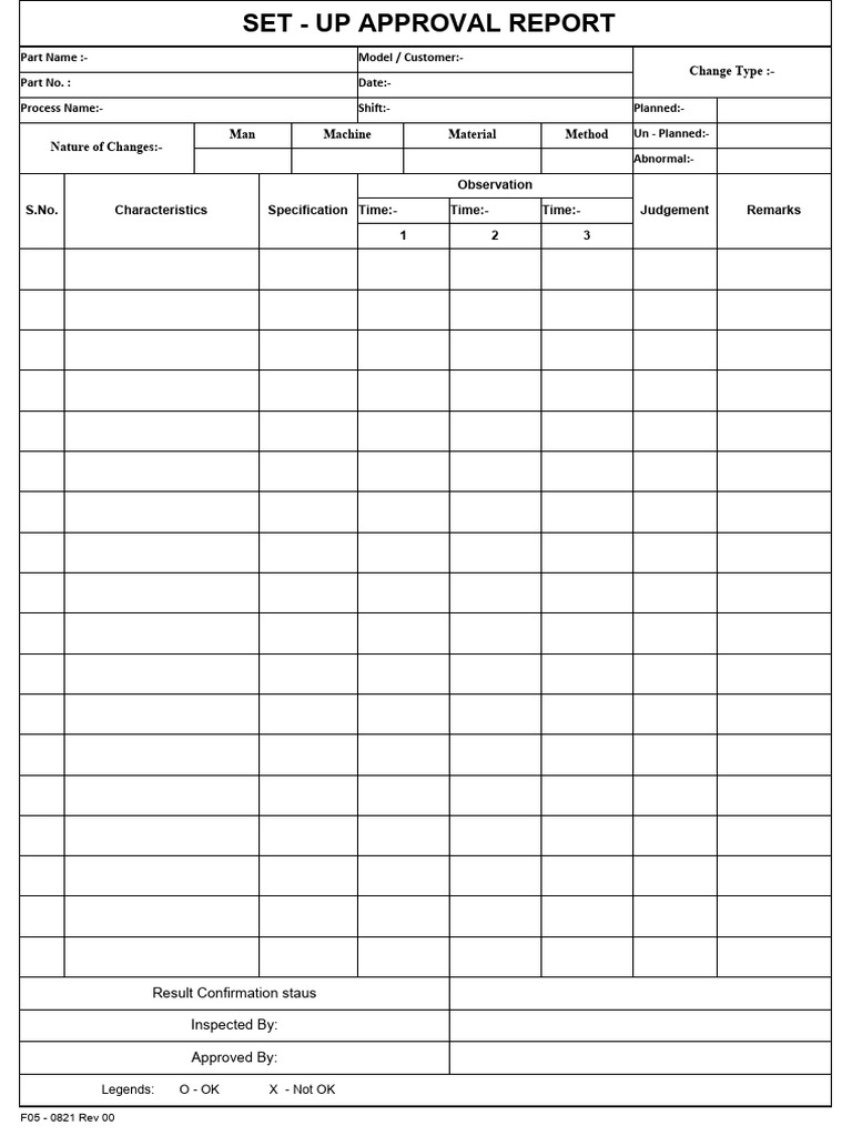 Setup Approval Report Template | PDF