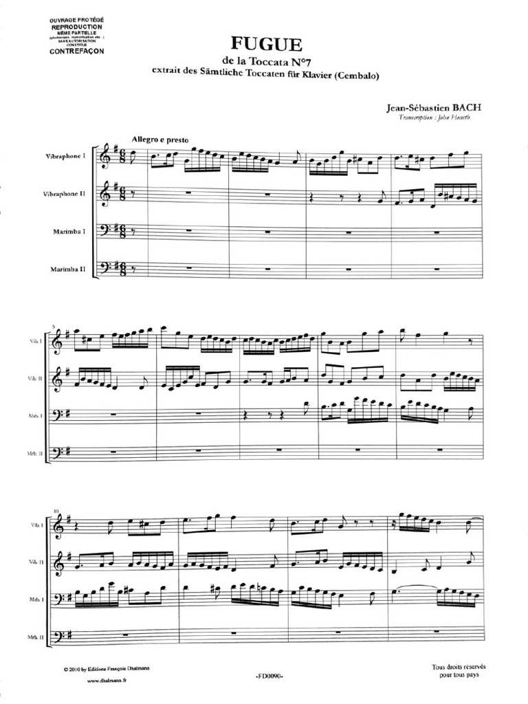 Fugue Toccata N°7 Pour Clavecin - Bach | PDF