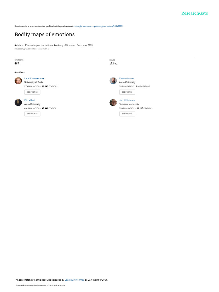 Bodily Maps of Emotions | PDF | Emotions | Feeling