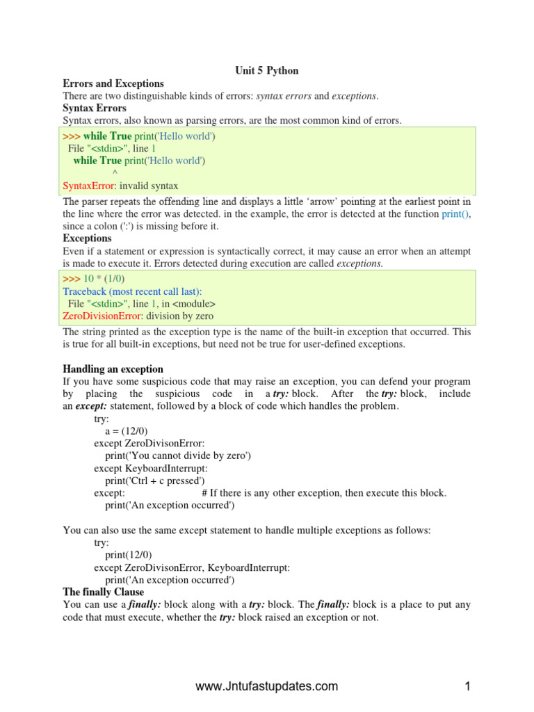 Python Programming - UNIT-5 | PDF Python Programming - UNIT-5 | PDF