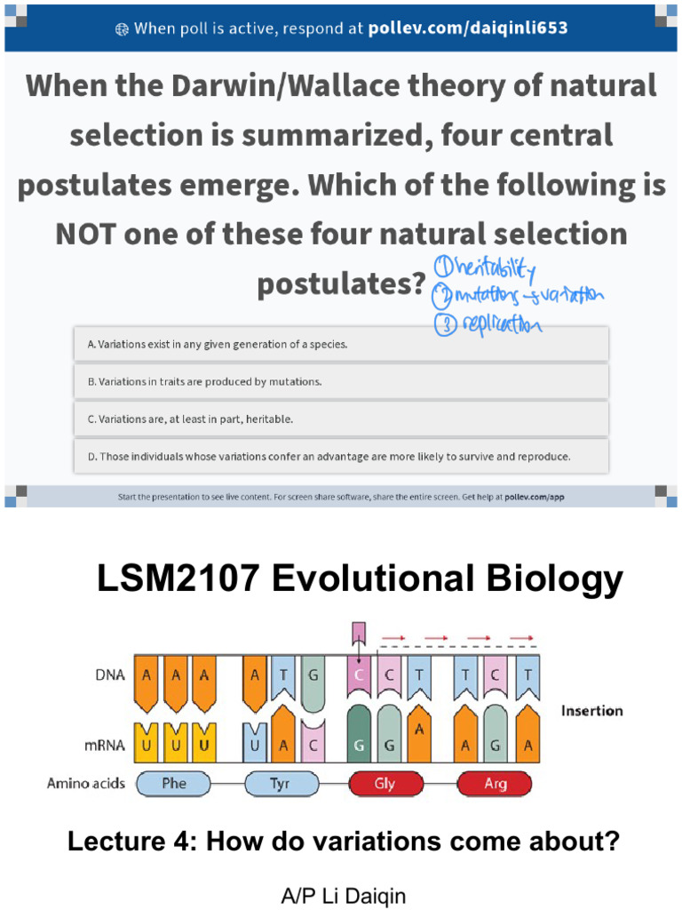 LSM2107 Lect 4 How Do Variations Come About? | PDF | Genetics | Mutation