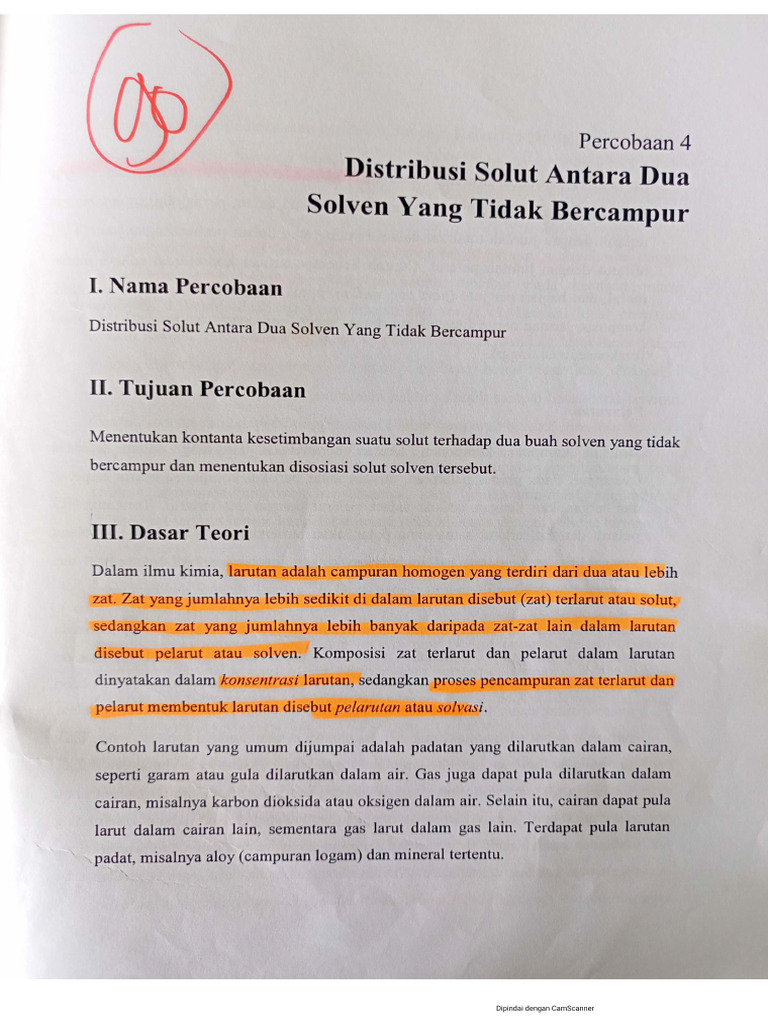 Distribusi Solut Antara Dua Solven Yang Tidak Bercampur | PDF