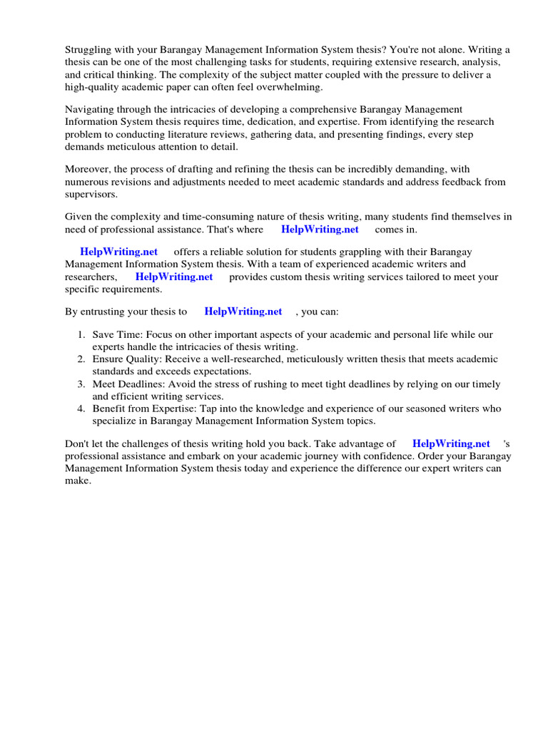 Barangay Management Information System Thesis | PDF | Information | System