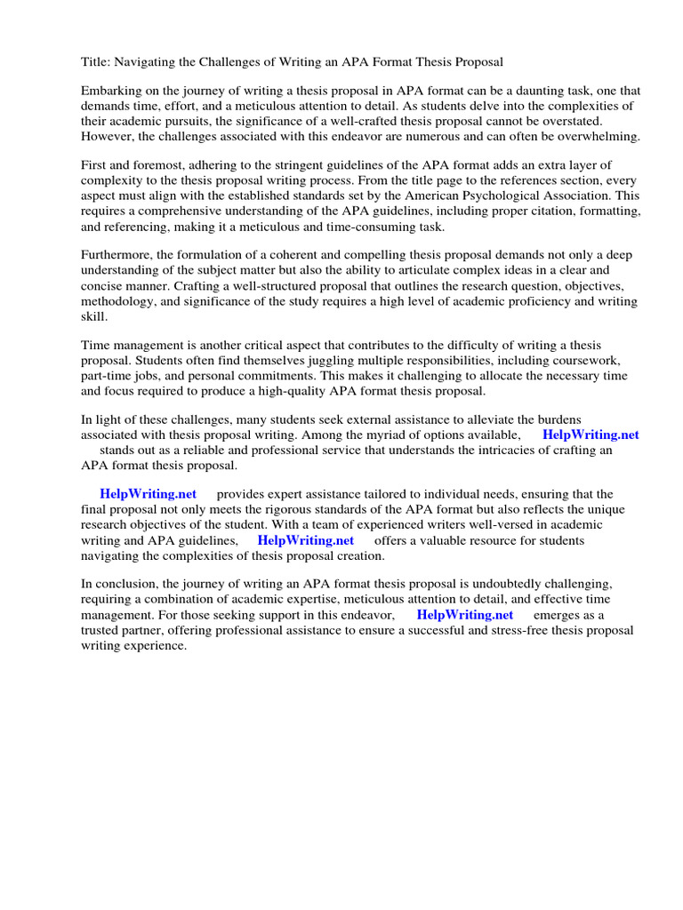 Apa Format Thesis Proposal | PDF | Thesis | Apa Style