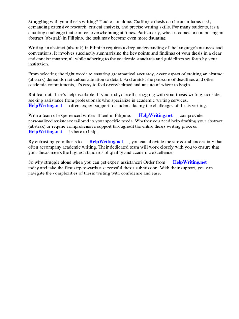 Filipino Thesis Abstract Help | PDF | Tagalog Language | Cultural ...