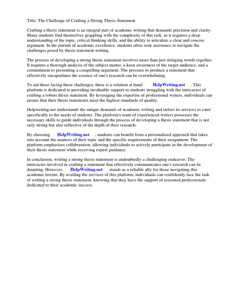 Write Strong Thesis Statement | PDF | Essays | Thesis
