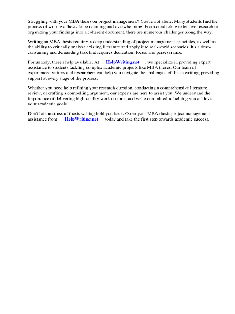 Mba Thesis Project Management | PDF | Business