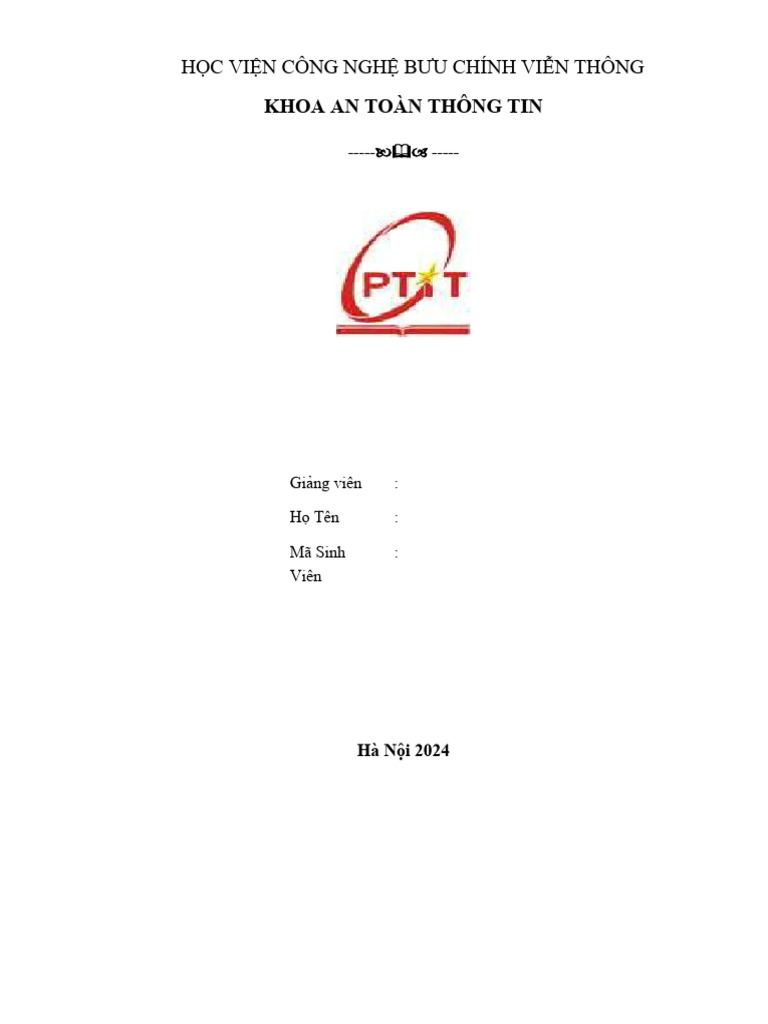 Bìa Bài Tập Lớn PTIT | PDF