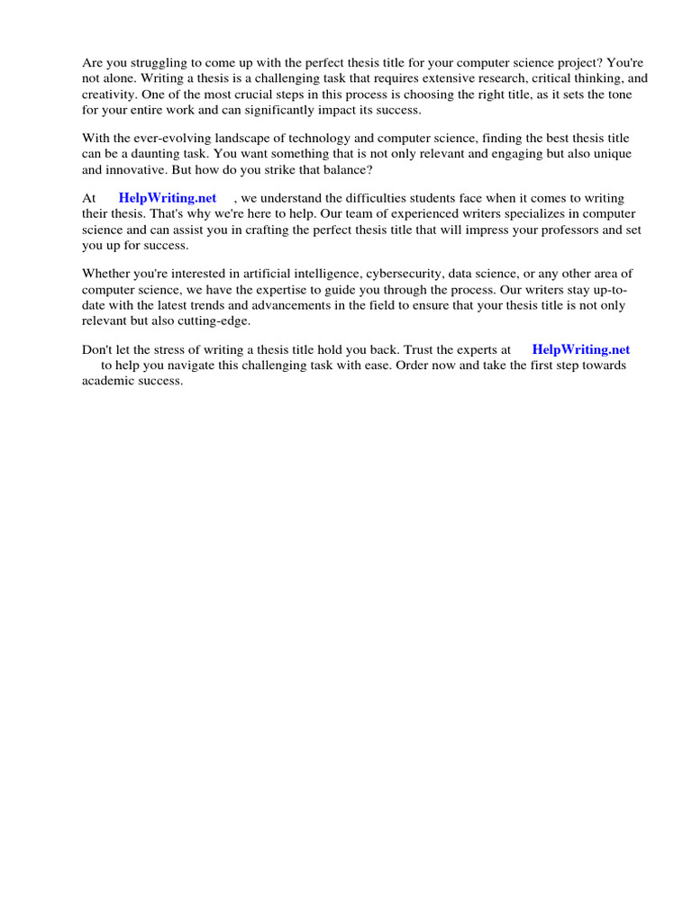 Best Thesis Titles For Computer Science | PDF | Thesis | Doctor Of ...