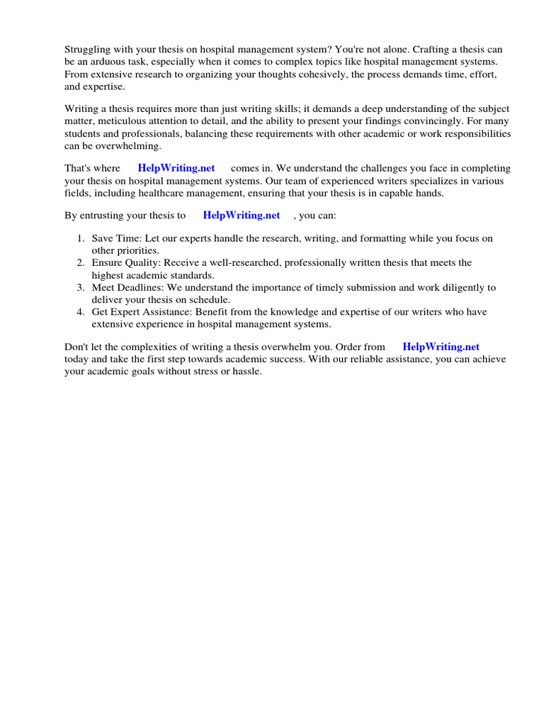 Thesis On Hospital Management System | PDF | Expert | Databases