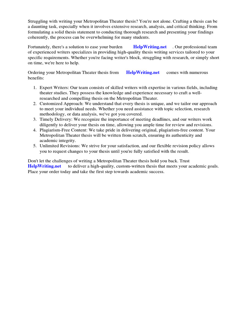 Metropolitan Theater Thesis | PDF