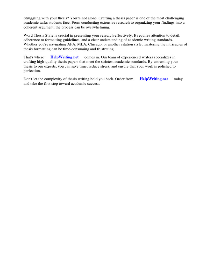 Word Thesis Style | PDF