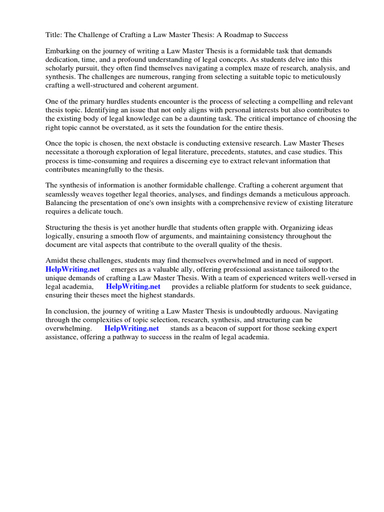 Law Master Thesis Examples | PDF | Thesis | Analysis