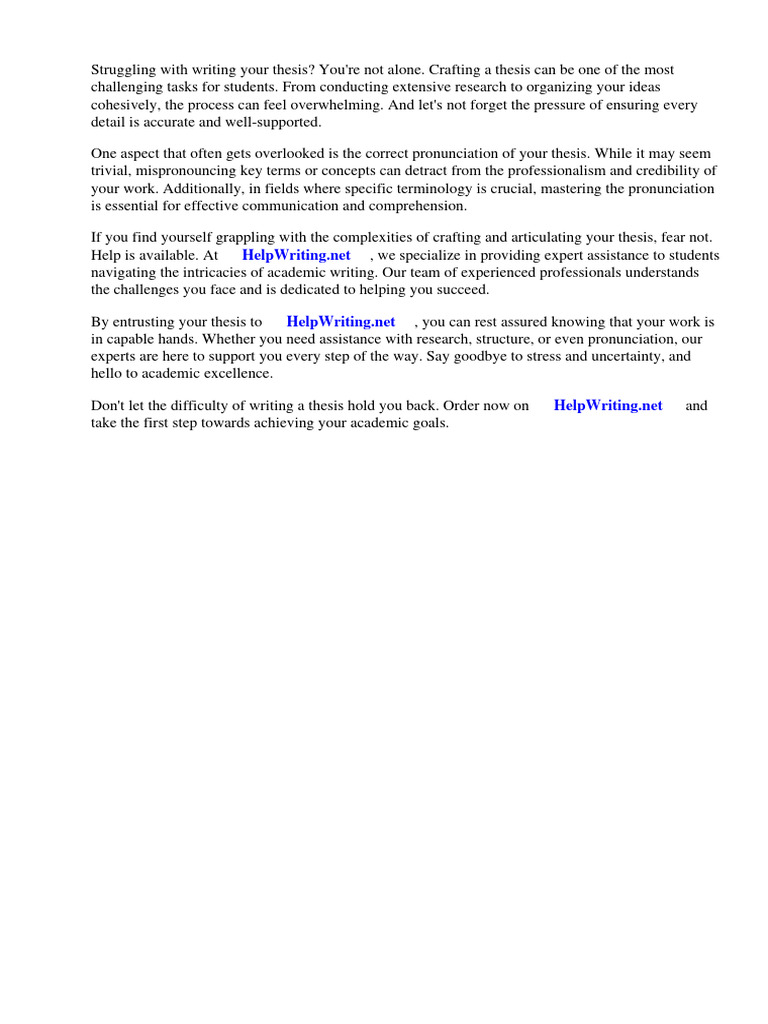 Thesis Correct Pronunciation | PDF