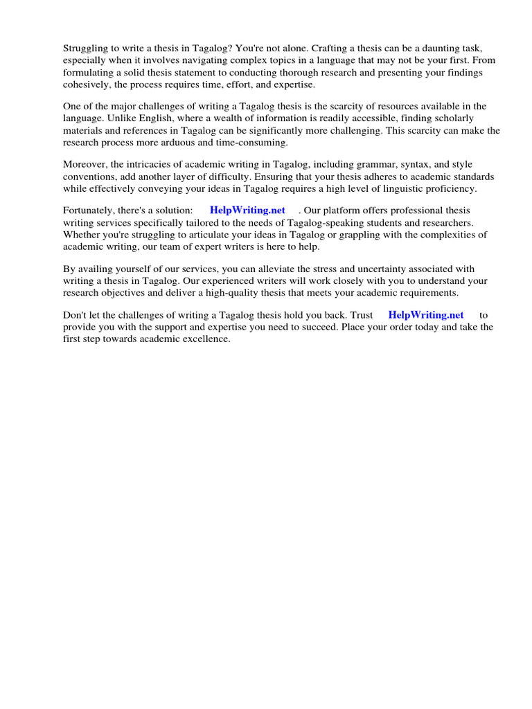 Halimbawa NG Tagalog Thesis | PDF
