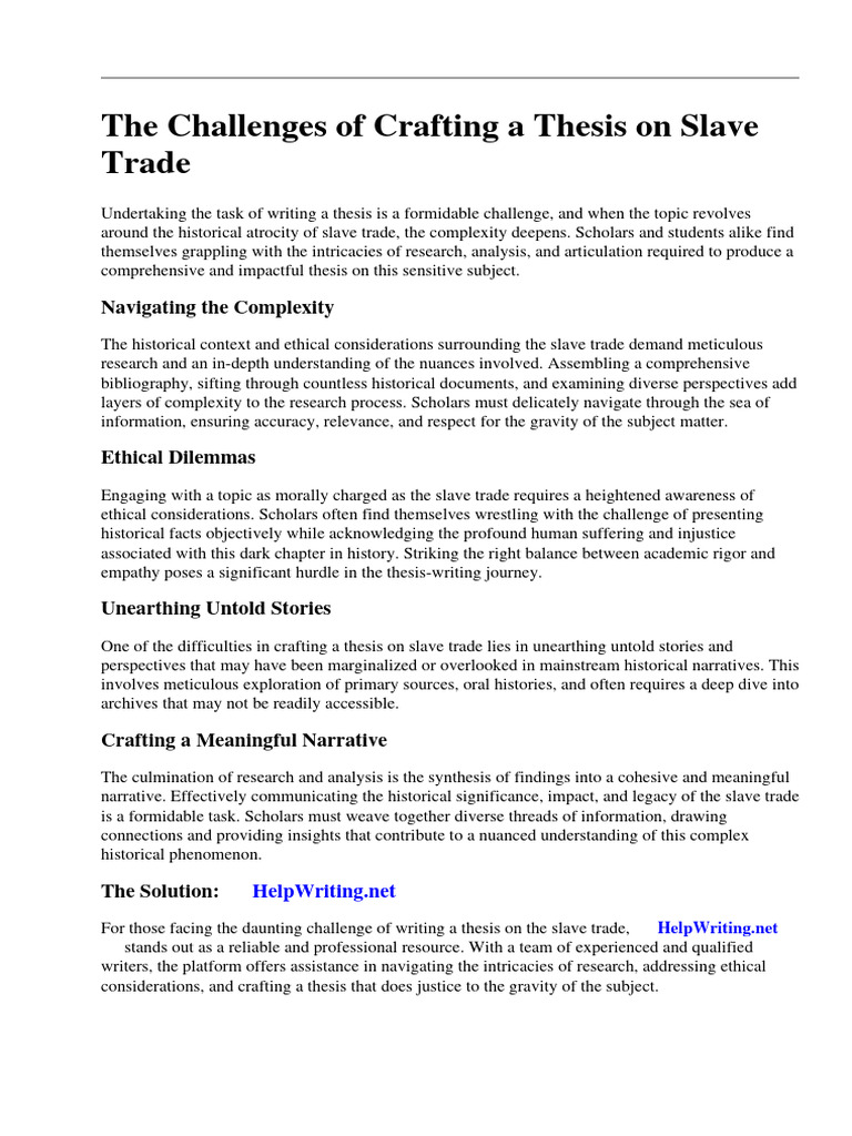 Slave Trade Thesis | PDF | Atlantic Slave Trade | Slavery