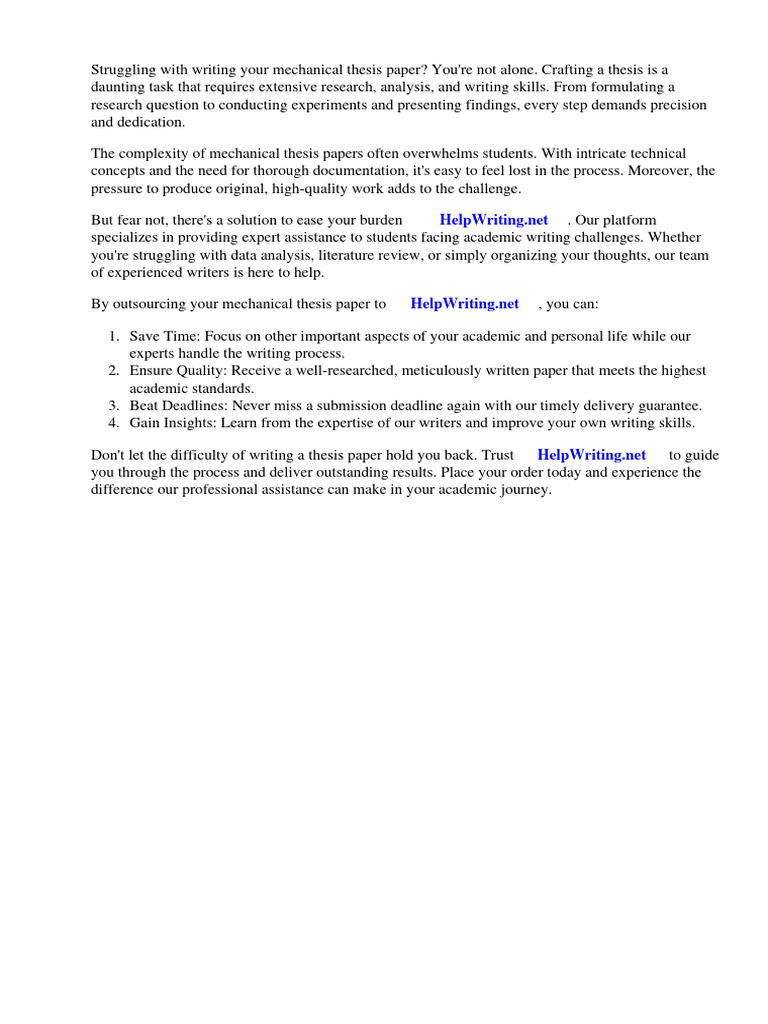Mechanical Thesis Paper | Download Free PDF | Engineering | Thesis