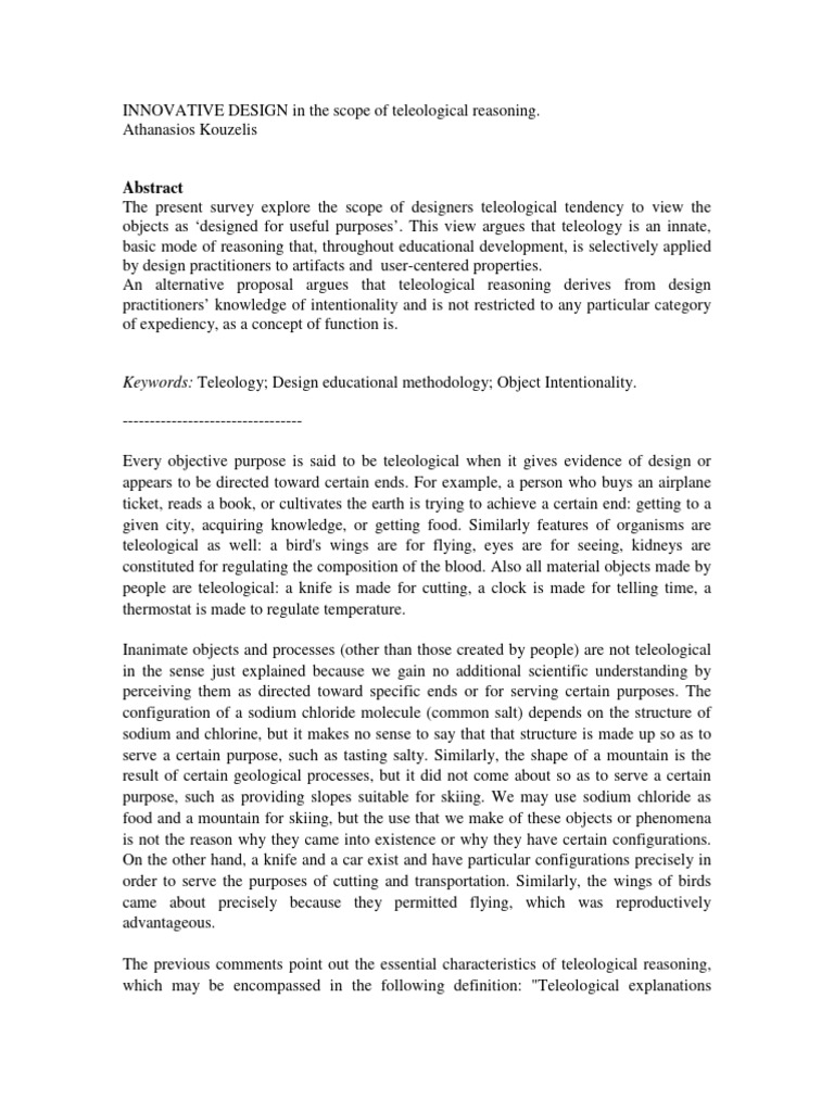 DESIGN in The Scope of Teleological Reasoning | PDF | Reason | Dimension