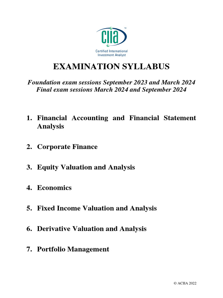 CIIA Syllabus Version2022 Final1 | PDF | Futures Contract | Option ...