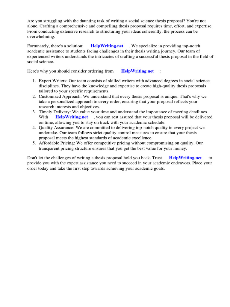 Social Science Thesis Proposal Template | PDF