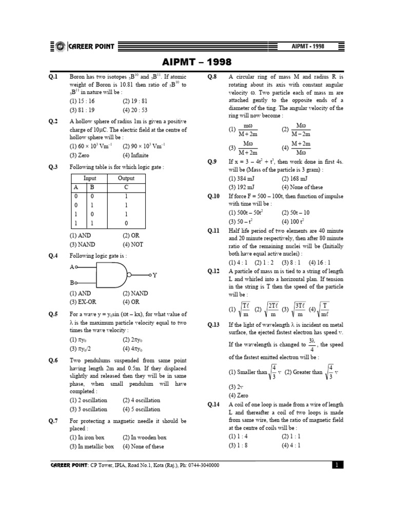 Aipmt 1998-2011 | PDF | Electronvolt | Waves