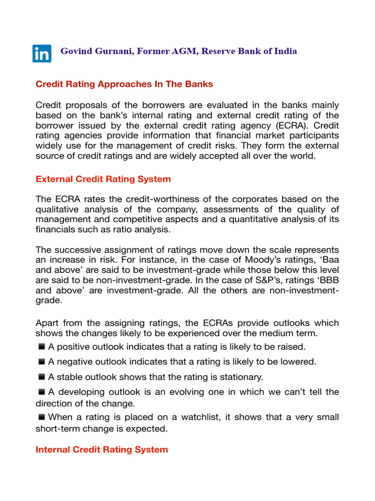 Credit Rating Systems in Banking | PDF | Bond Credit Rating | Money