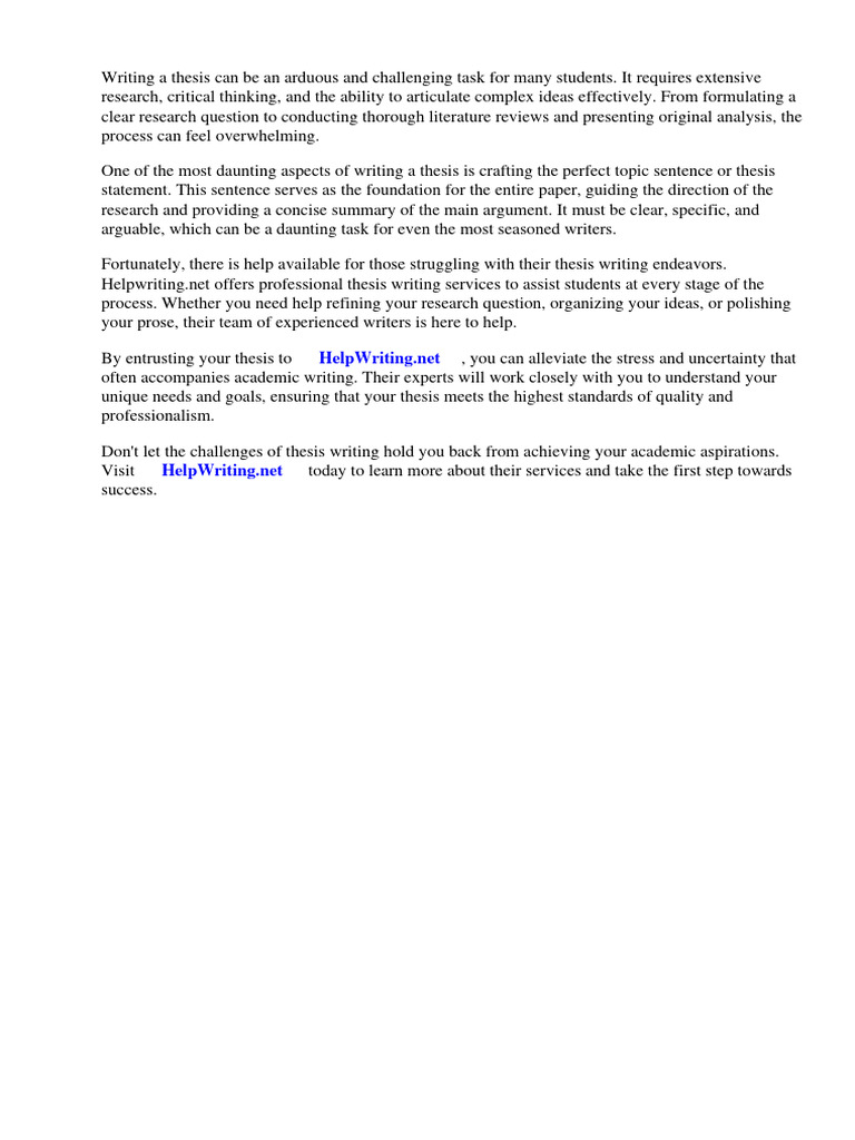 Thesis or Topic Sentence | PDF | Essays | Thesis