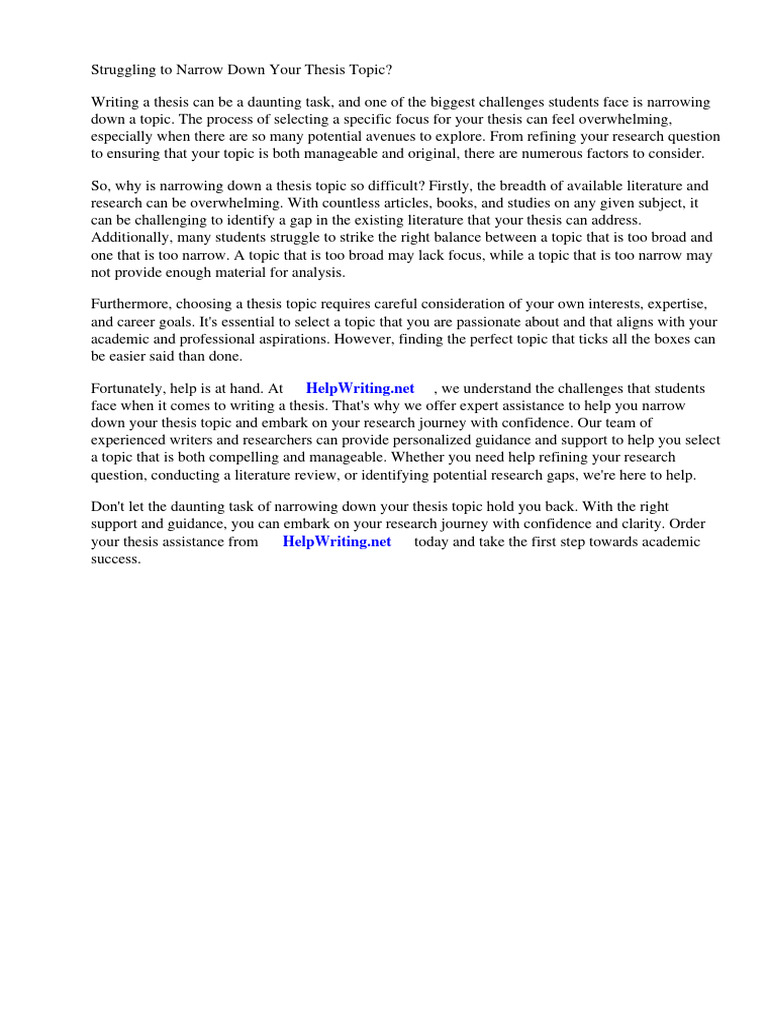 Thesis Topic Selection Guide | PDF | Thesis | Information