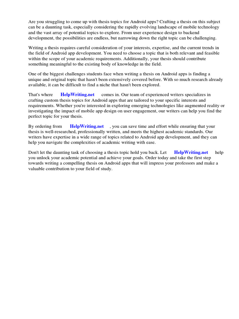 Thesis Topics For Android Apps | PDF Thesis Topics For Android Apps | PDF