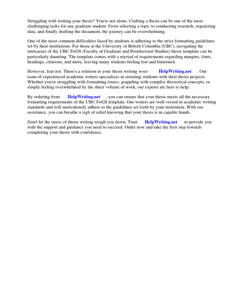 Ubc Fogs Thesis Template | PDF | Thesis | Water