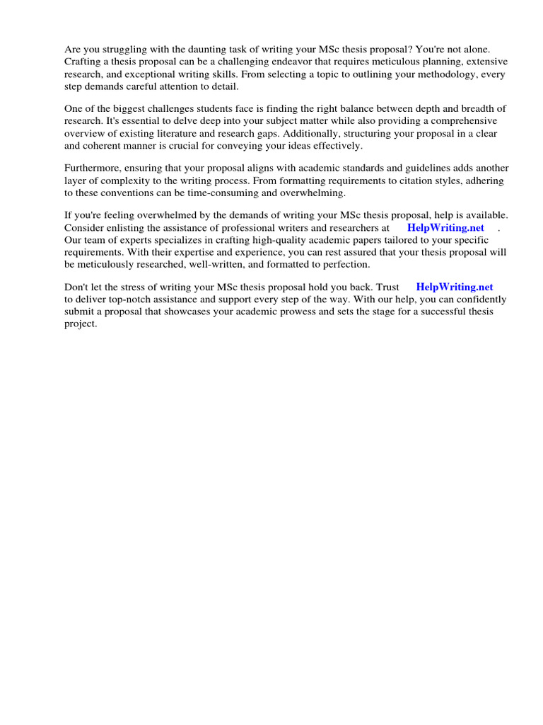How To Write A MSC Thesis Proposal | PDF