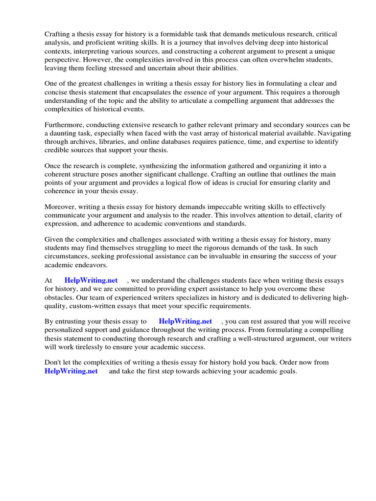How to Write a Thesis Essay for History | PDF