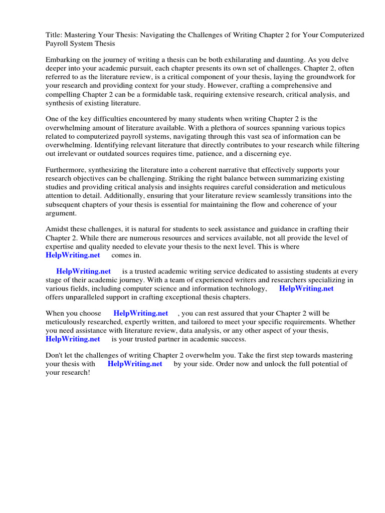 Computerized Payroll System Thesis Chapter 2 | PDF | Payroll | Databases