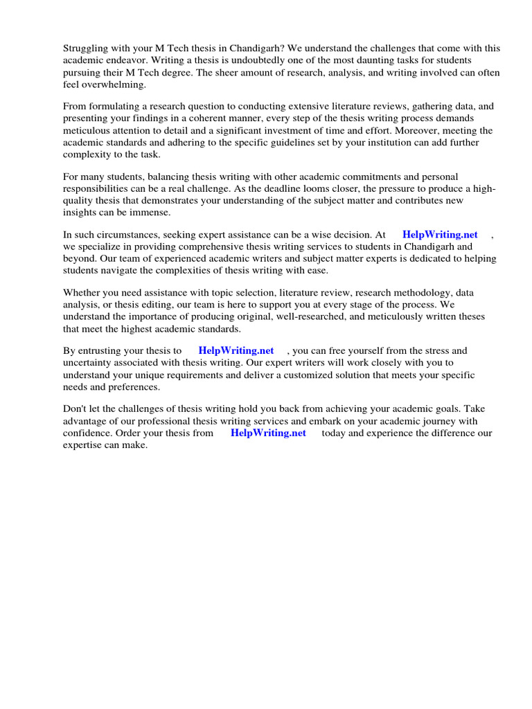 M Tech Thesis Guide in Chandigarh | PDF | Thesis | Expert