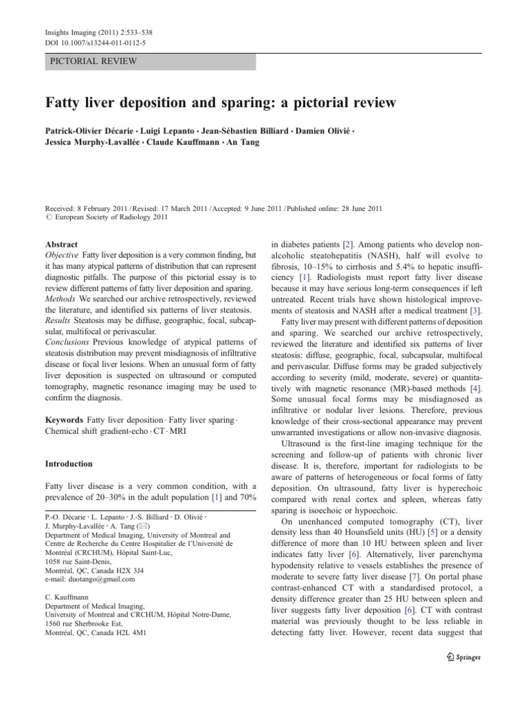 Fatty Liver Deposition and Sparing | PDF