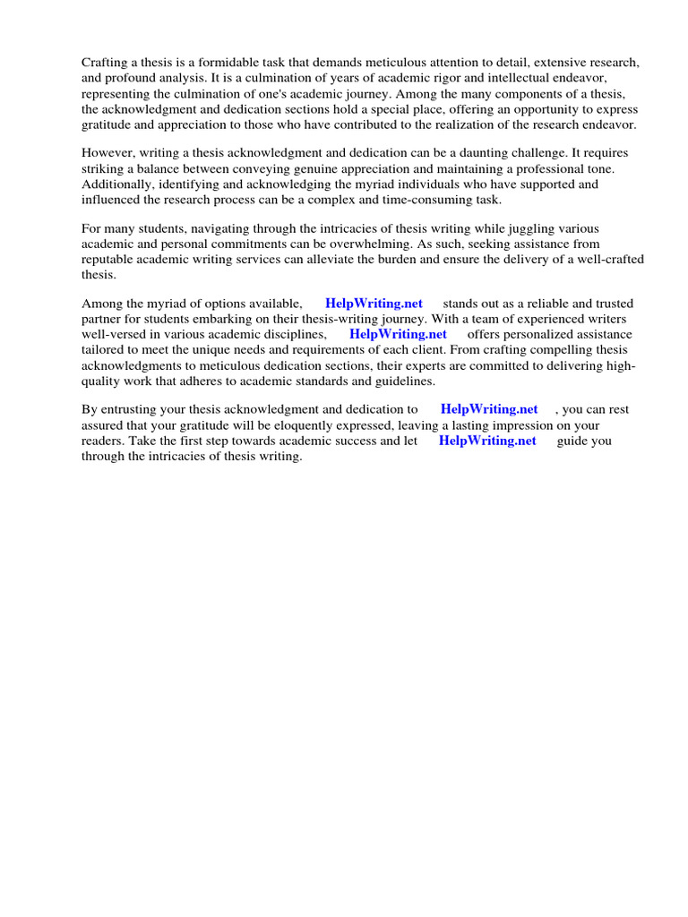 Thesis Acknowledgement and Dedication | Download Free PDF | Thesis | Essays