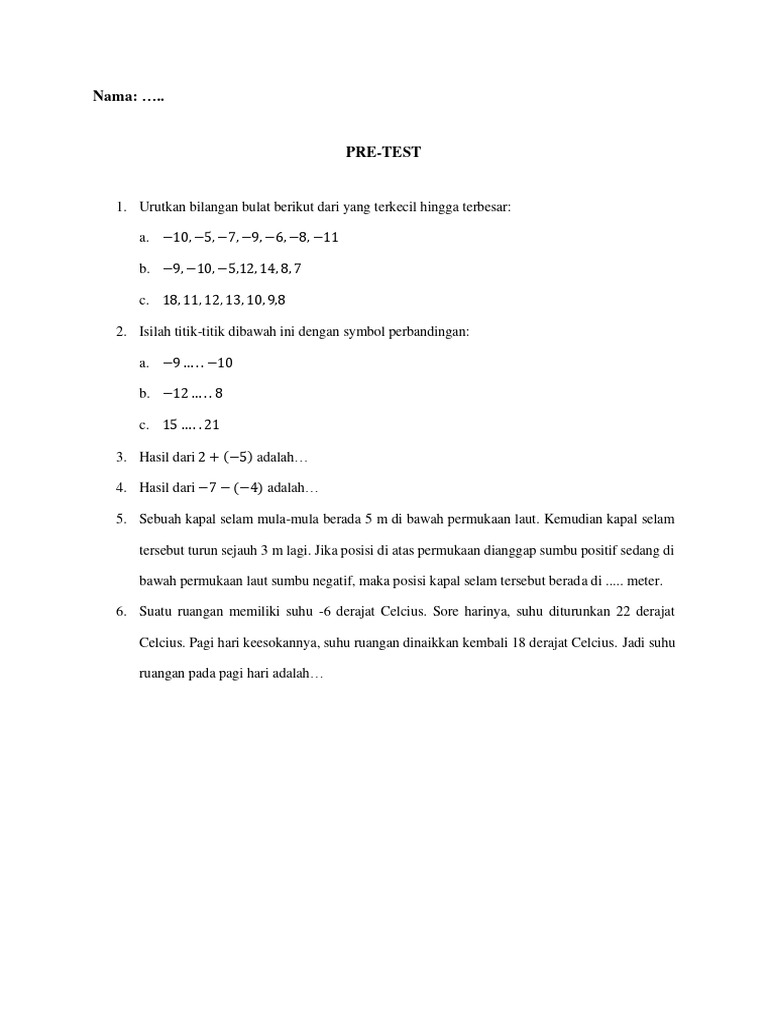 PRE-TEST Dan POST-TEST | PDF