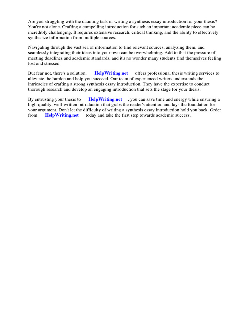 Synthesis Essay Introduction | PDF | Essays | Dialectic