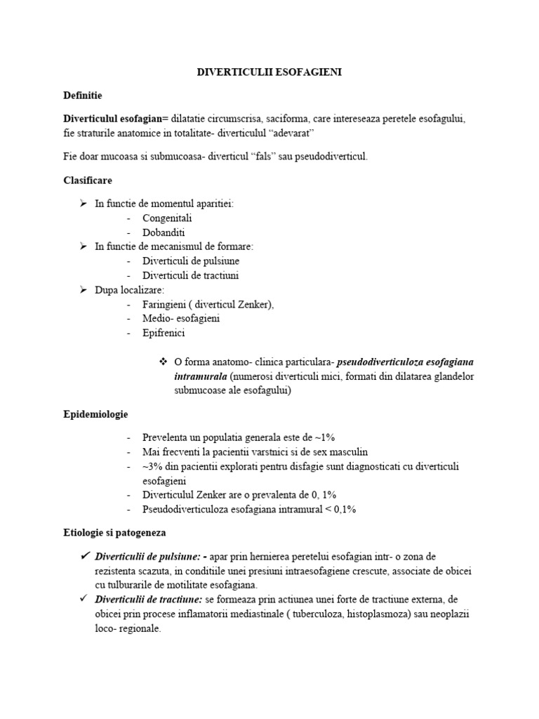 Diverticulii Esofagieni | PDF