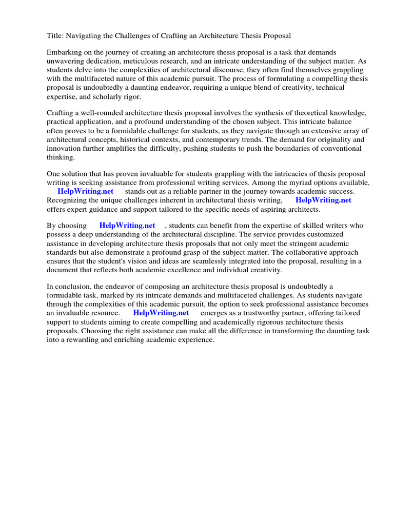 Architecture Thesis Proposal Example | PDF