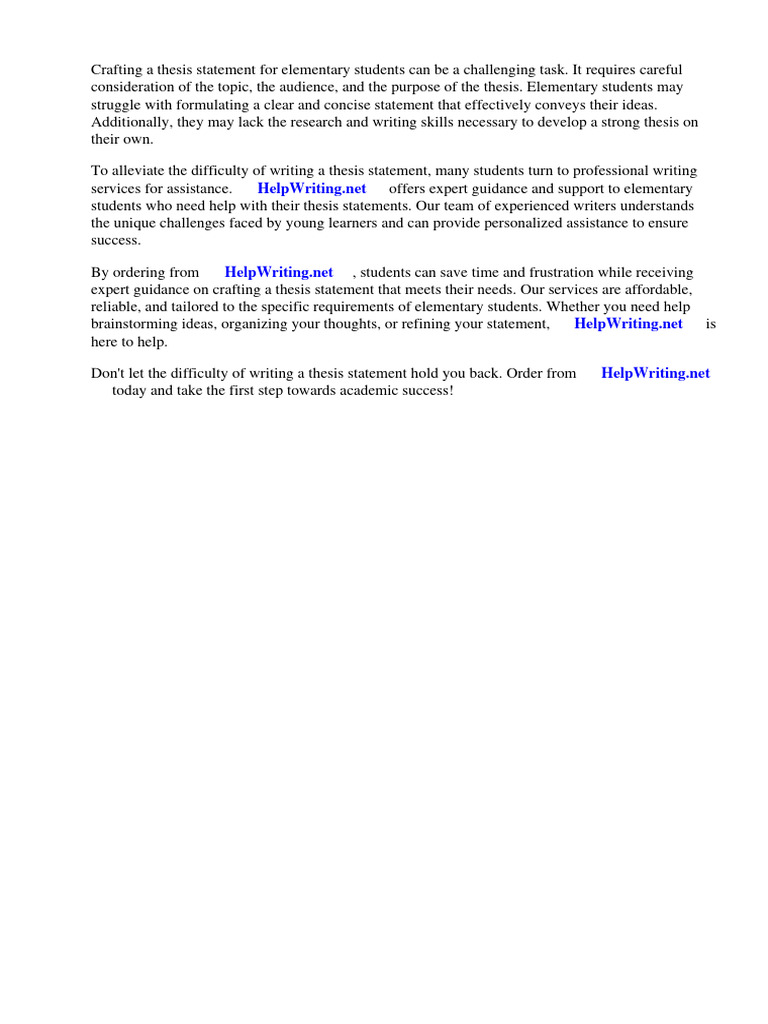 Sample Thesis Statement For Elementary Students | PDF