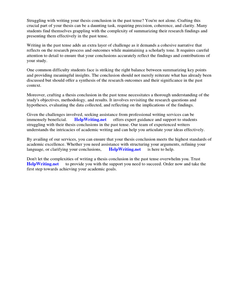 Thesis Conclusion Past Tense | PDF | Thesis | Grammatical Tense