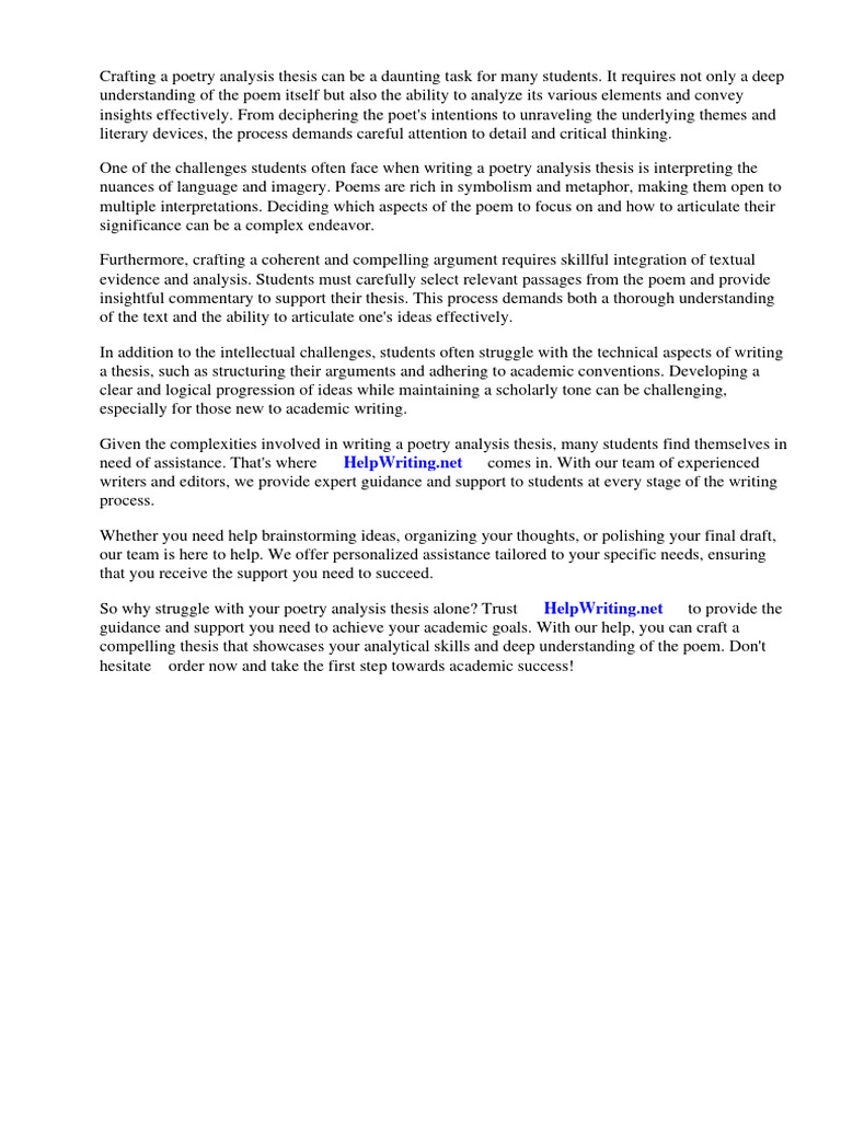 How To Write Poetry Analysis Thesis | PDF | Poetry | Essays