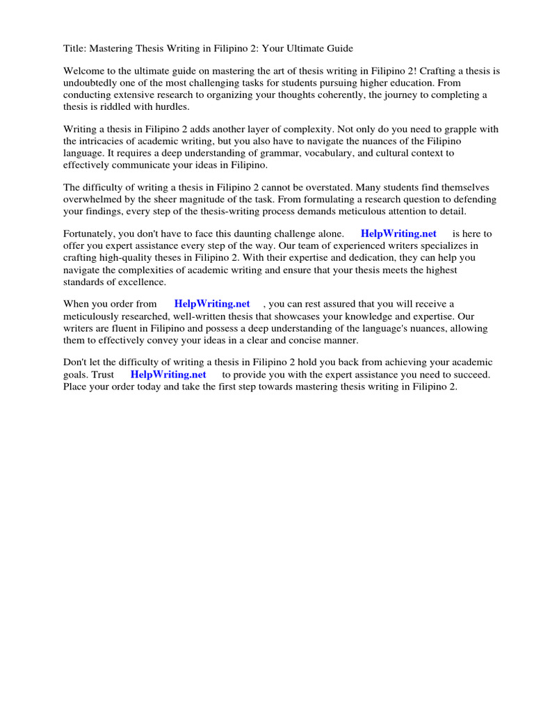 Thesis Format in Filipino 2 | PDF | Cognition | Learning