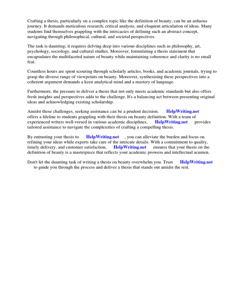 Beauty Definition Essay Thesis | PDF | Beauty | Essays