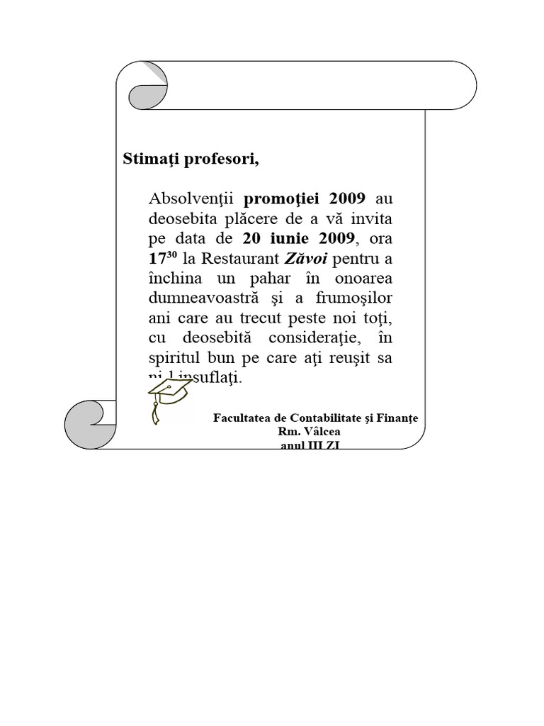 Invitatie Banchet | PDF