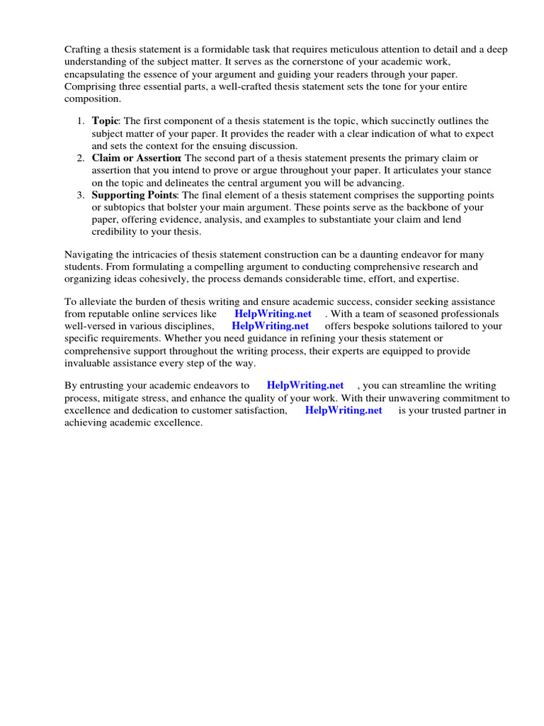 Three Parts of A Thesis Statement | PDF | Essays | Thesis