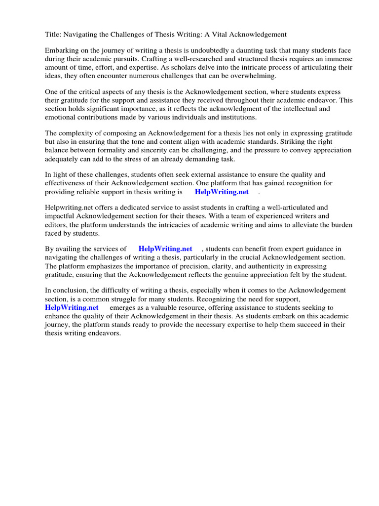 Acknowledgement Thesis Scholarship | PDF | Thesis | Doctor Of Philosophy