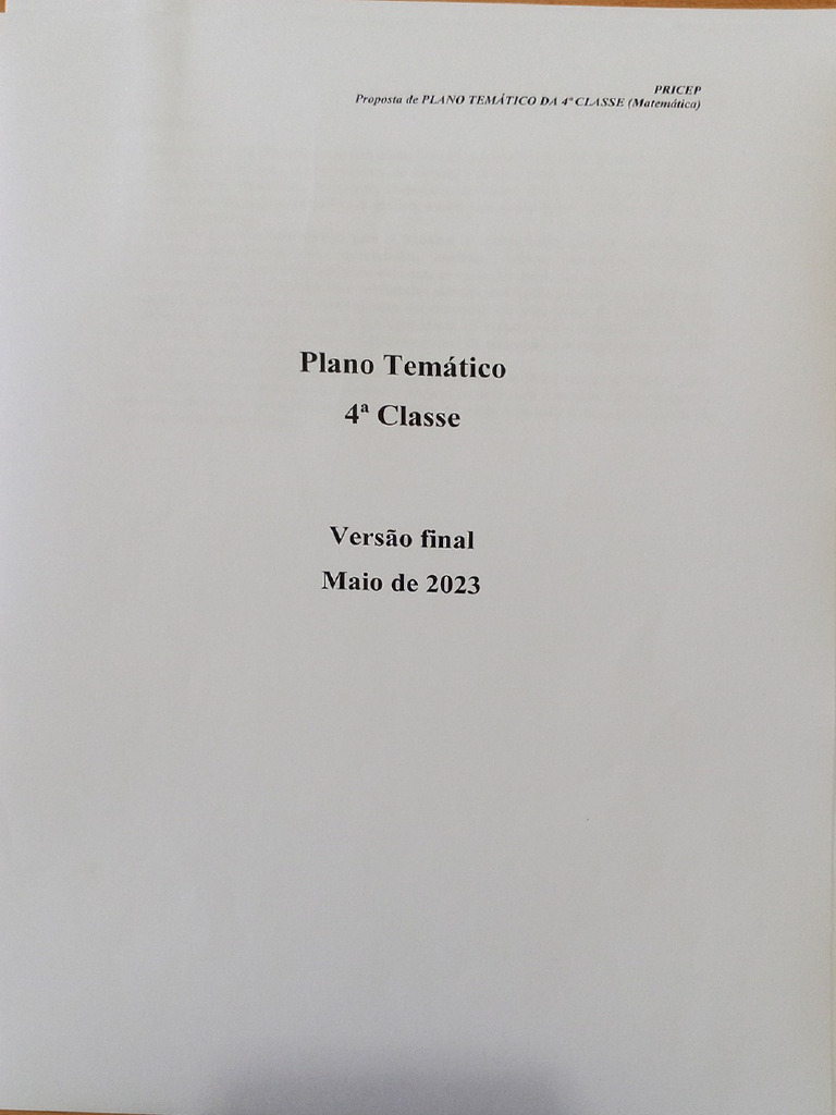 Plano Temático Da 4 Classe - 1 | PDF